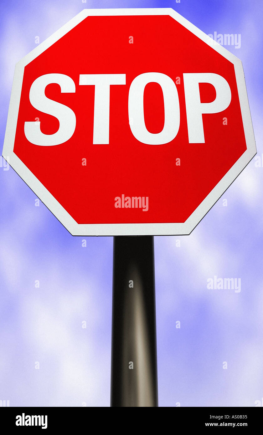 stop sign against blue sky Stock Photo - Alamy