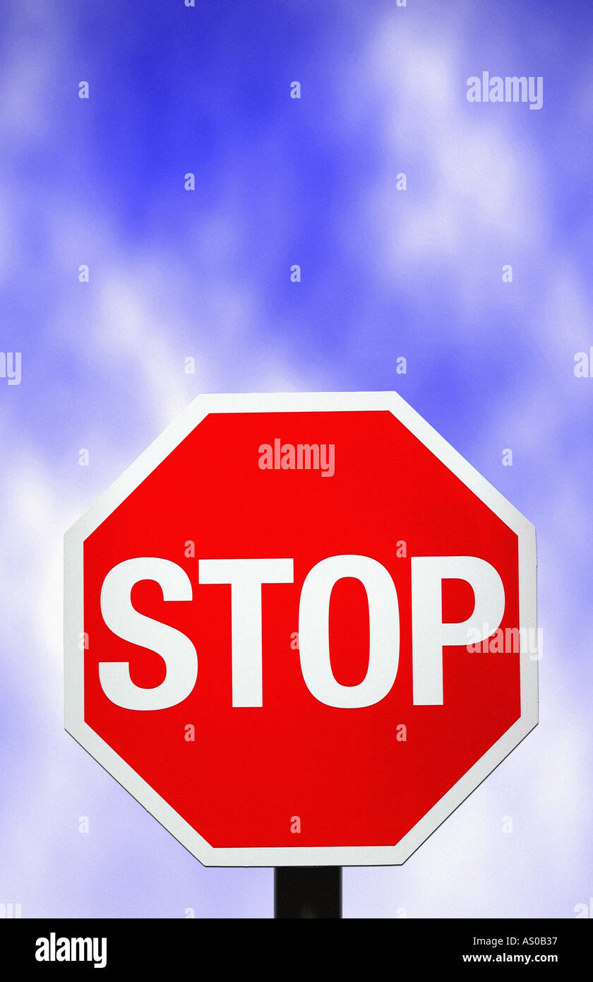 stop sign against blue sky Stock Photo - Alamy