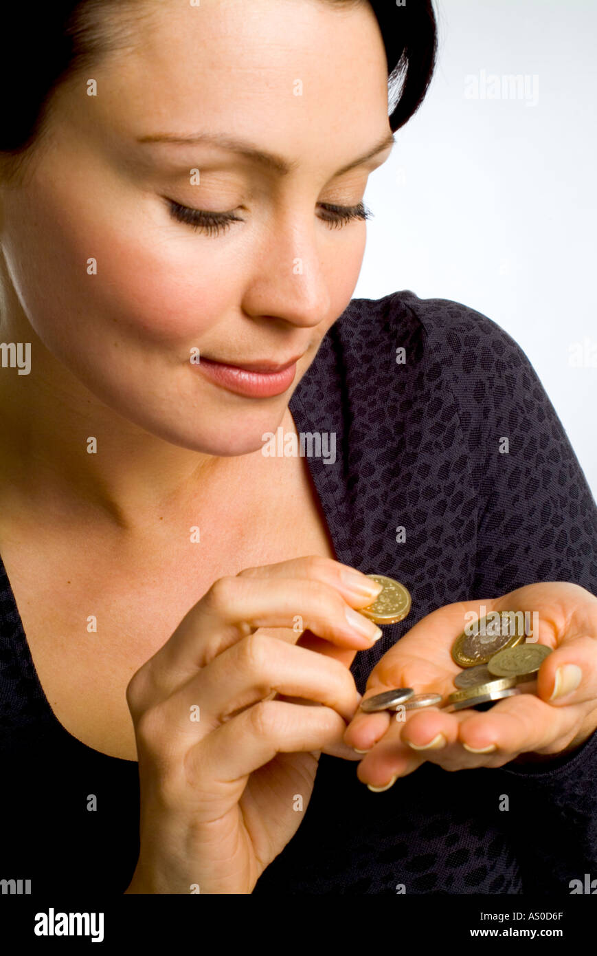 woman, girl counting money Stock Photo - Alamy