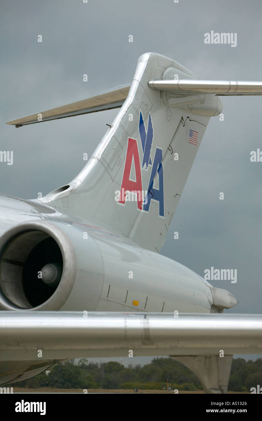American Airline airplane tail and engine with logo Stock Photo - Alamy