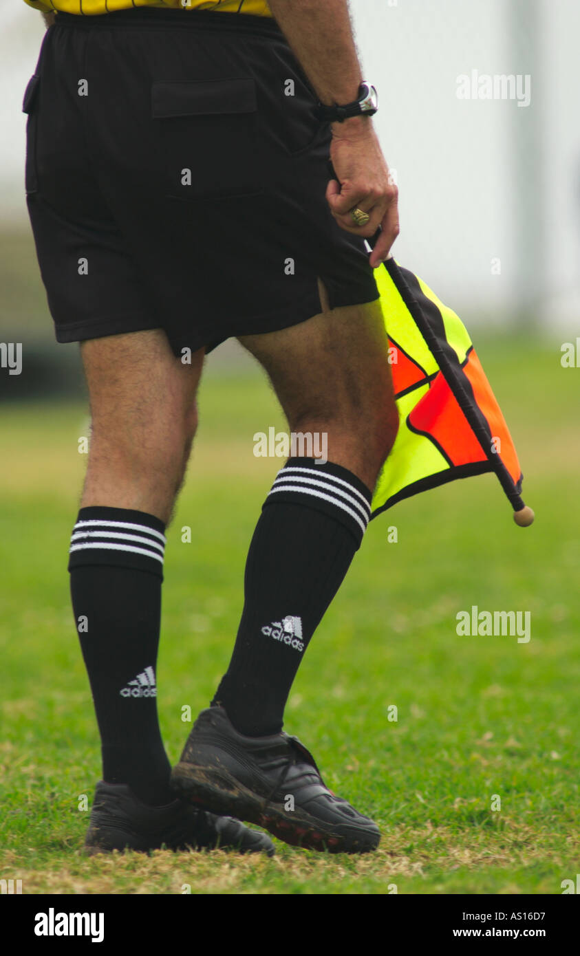 FOOTBALL FUTBOL SOCCER REFEREE FLAG Stock Photo - Alamy