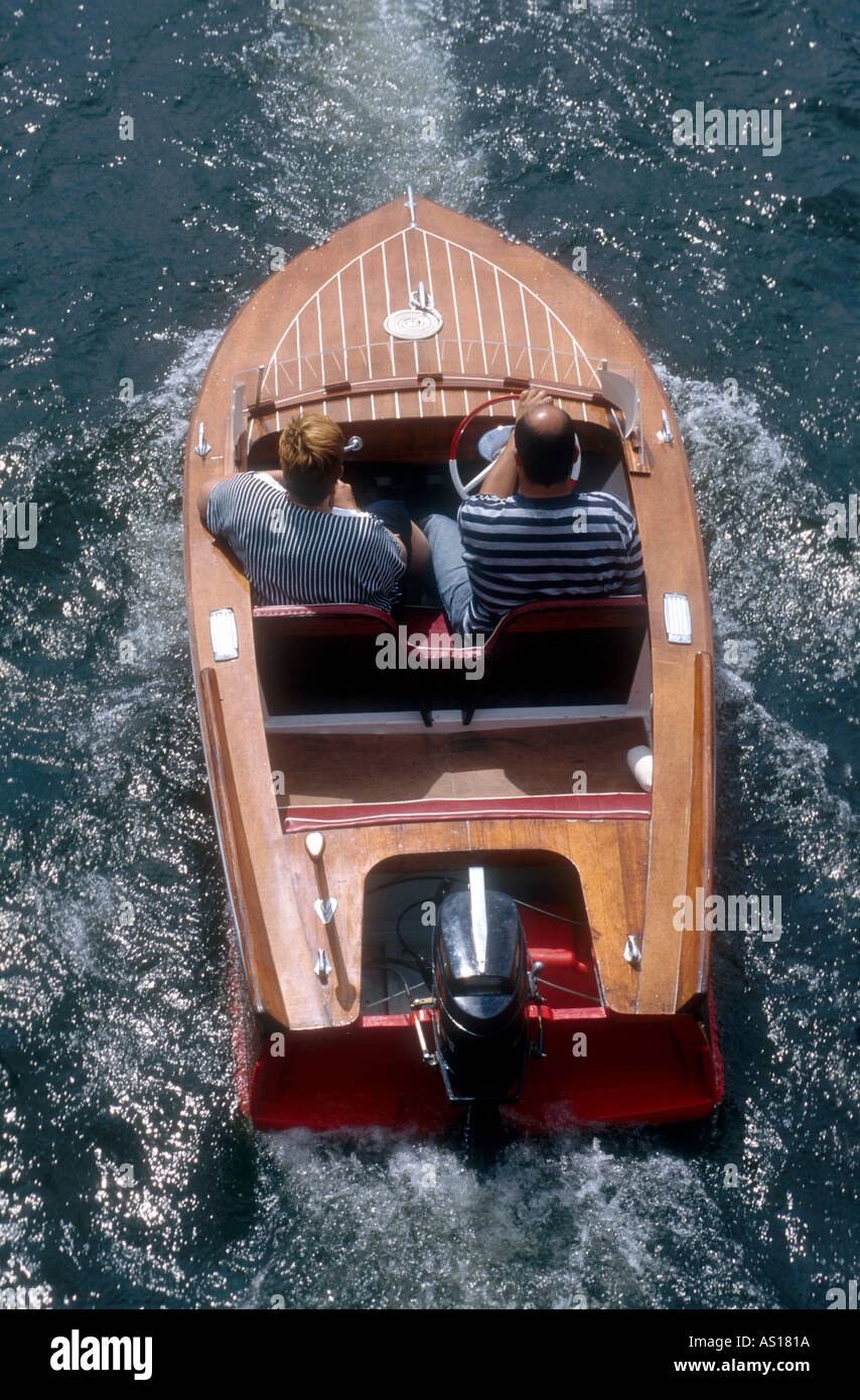 A late 1950s British Penn Craft outboard runabout motorboat on the ...