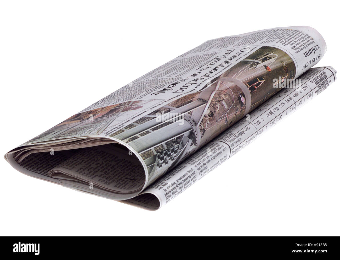 Folded newspaper silhouetted on white background Stock Photo - Alamy