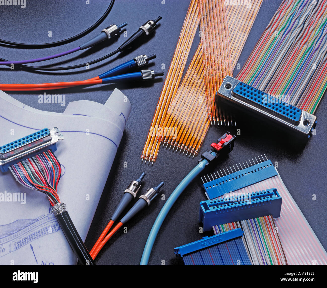 Electronic componets and blueprints Stock Photo - Alamy