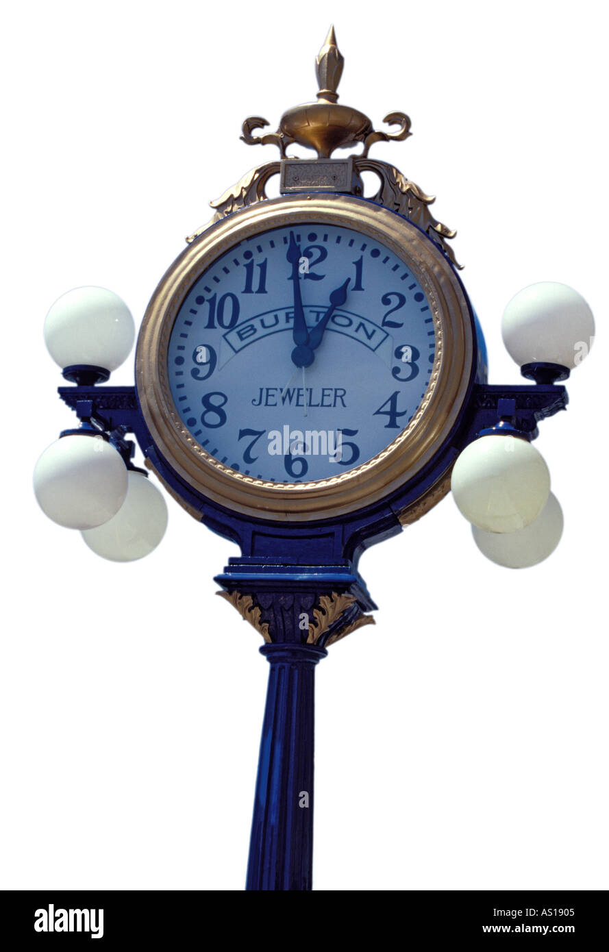 Street clock silhouette on white background Stock Photo - Alamy