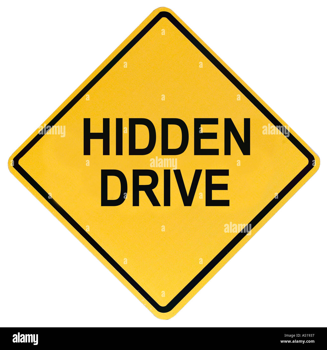 Hidden Drive street sign silhouetted on white background Stock Photo ...