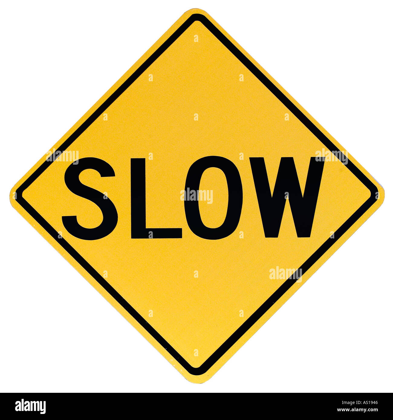 Slow street sign silhouette on white background Stock Photo - Alamy