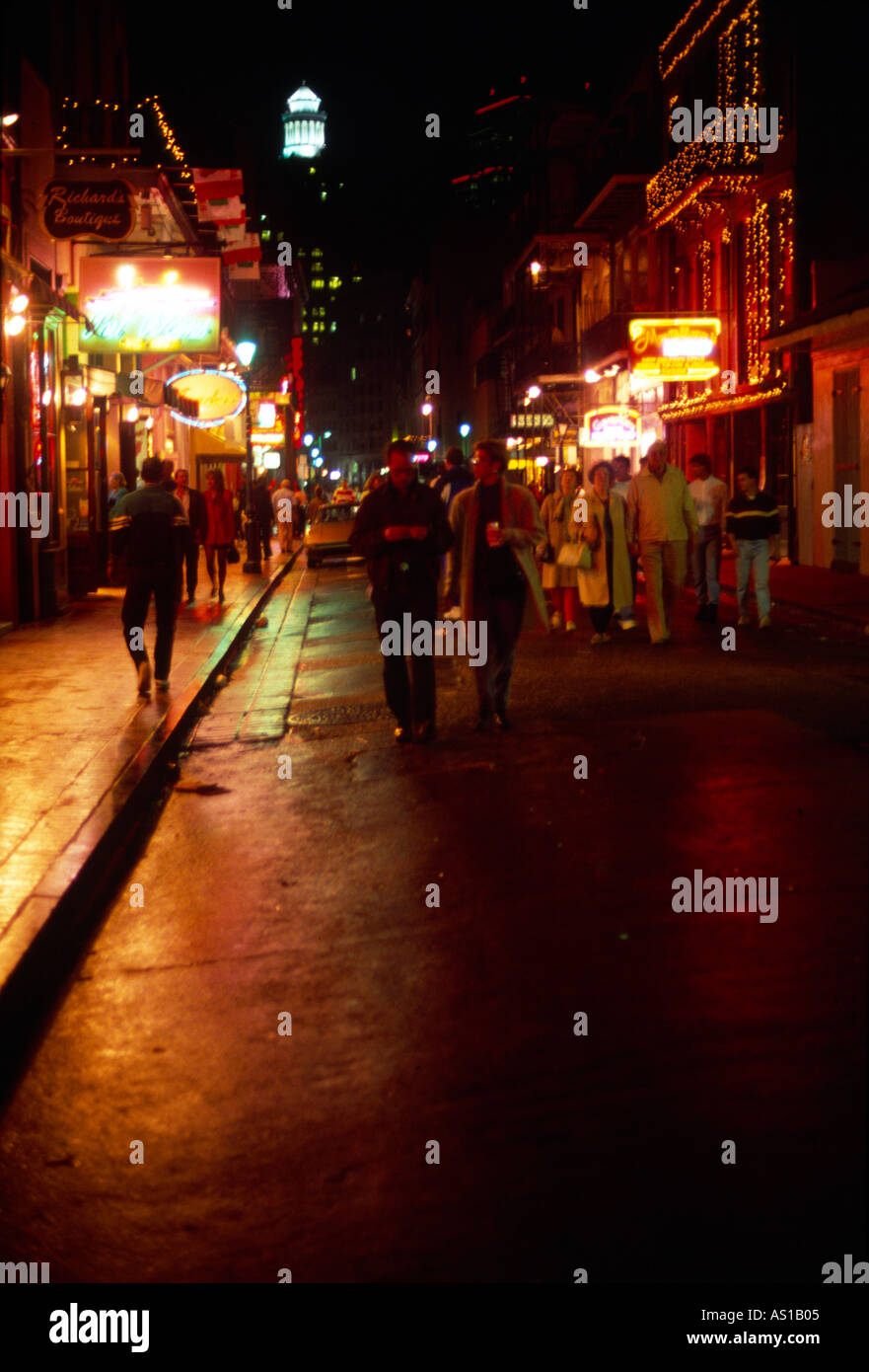 Bourbon Street French quarter New Orleans at night Stock Photo - Alamy