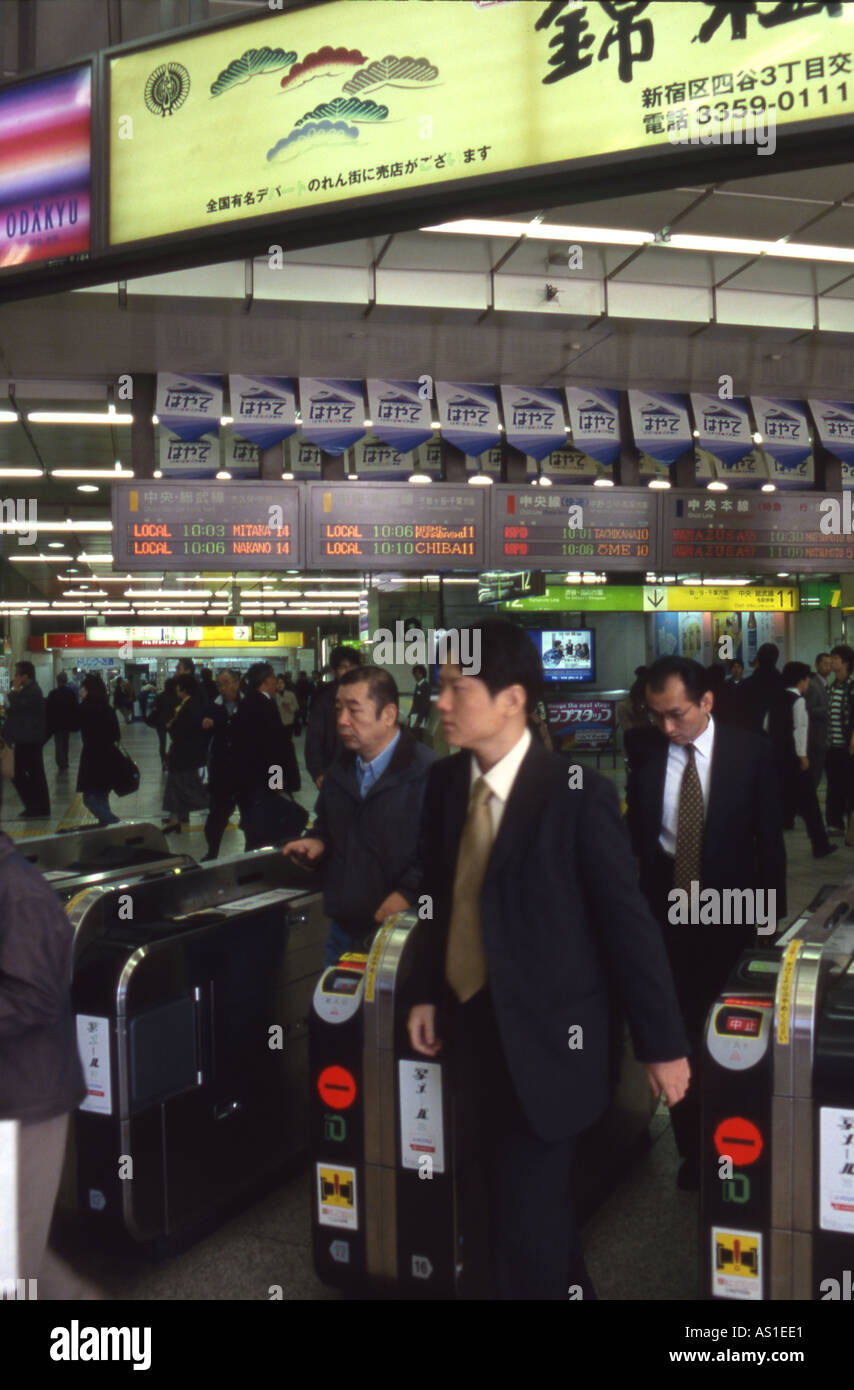 Crowd at the subway entrance in the Shinjuku station Tokyo Japan Stock ...