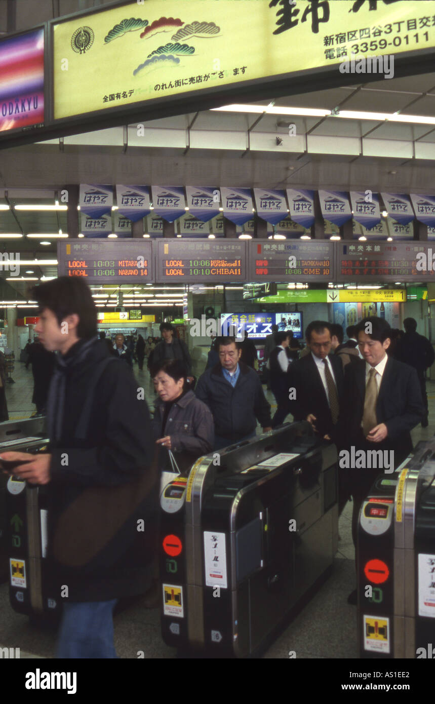 Crowd at the subway entrance in the Shinjuku station Tokyo Japan Stock ...