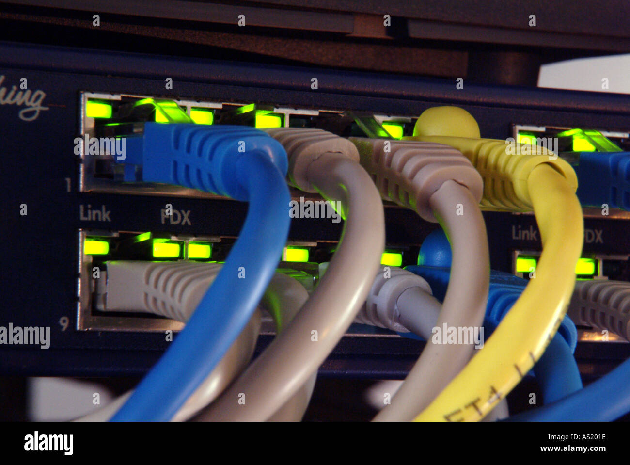 Netgear network switch and cables Stock Photo - Alamy