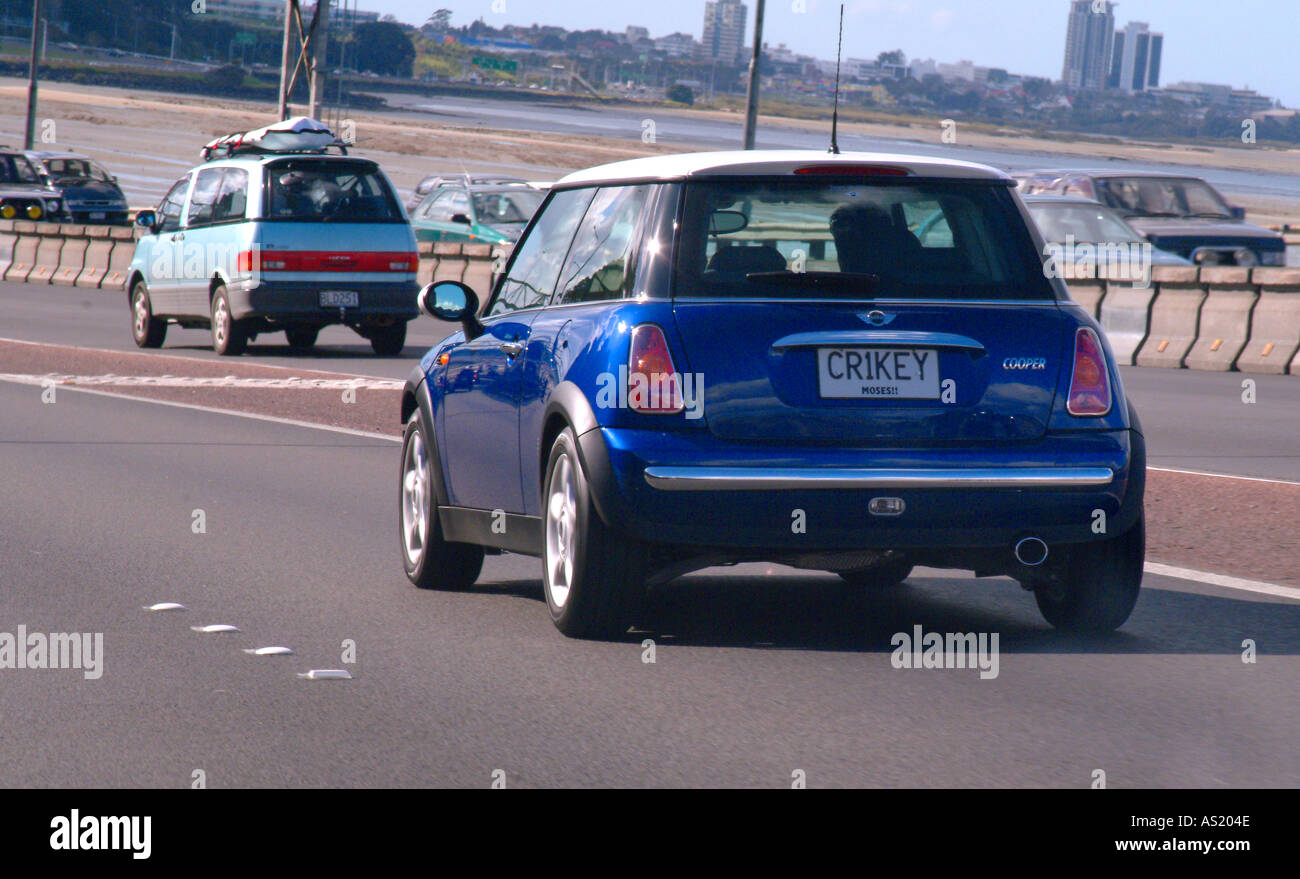 Mini Cooper Auckland Harbour Bridge Stock Photo - Alamy