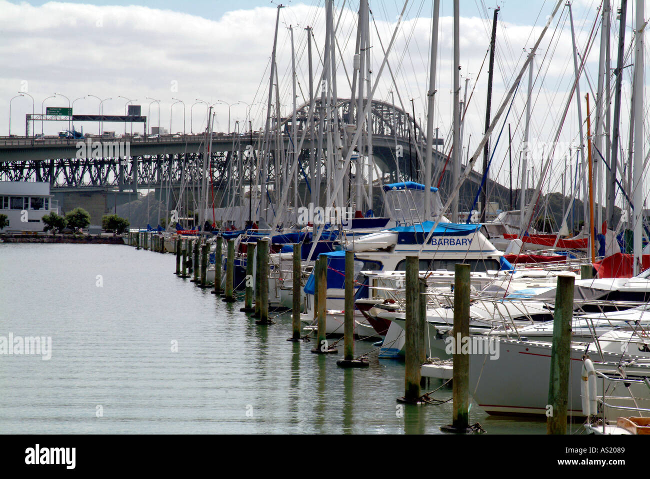 Auckland Harbour bridge from westhaven marina Stock Photo - Alamy