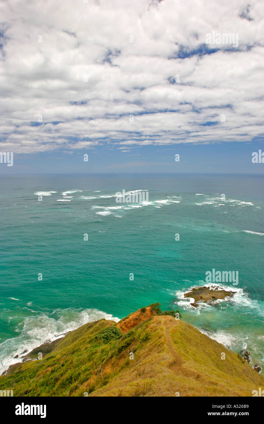 meeting of tasman sea and pacific ocean at cape reinga new zealand ...