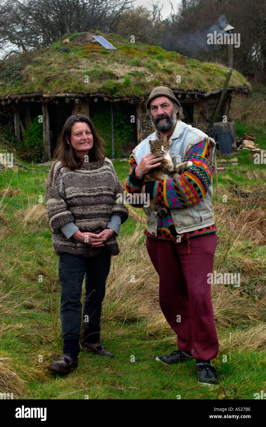 Tony Wrench and his partner Jane Faith with the roundhouse they built ...