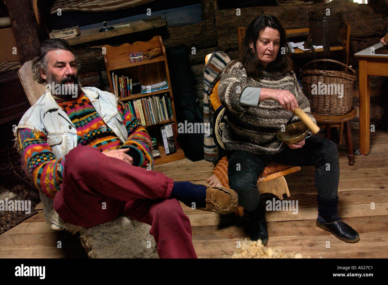 Tony Wrench and his partner Jane Faith in the roundhouse they built ...