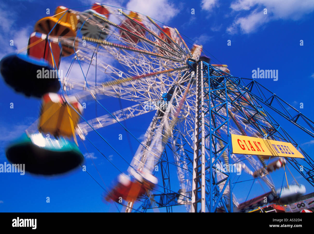 Fairground giant wheel at Skegness funfair Lincolnshire England GB UK ...
