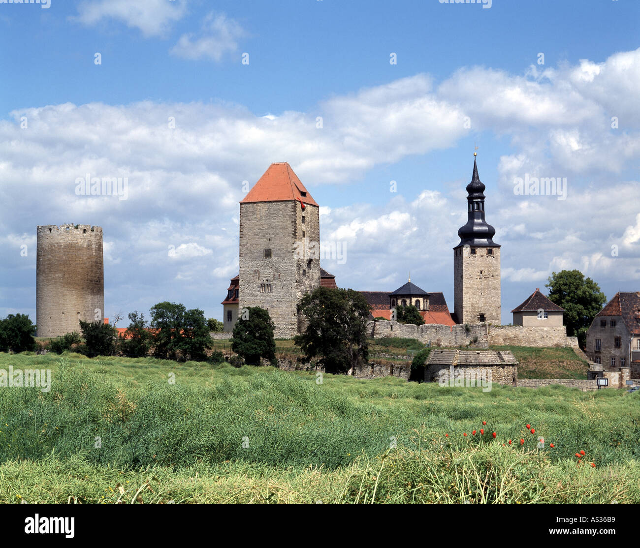 Querfurt, Burg, Dicker Heinrich, Marterturm und Pariser Turm Stock ...