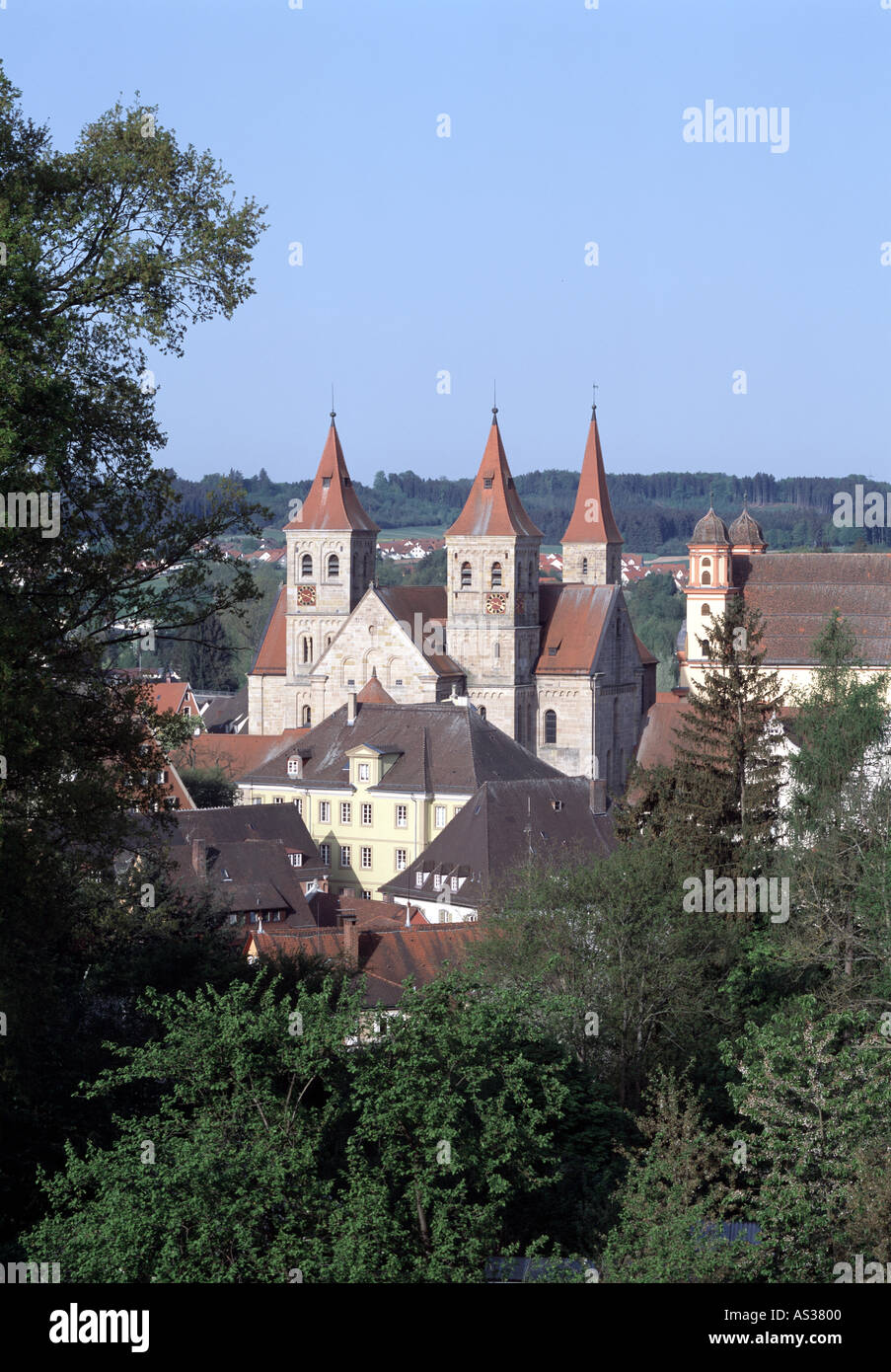 Ellwangen, Abteikirche, Blick vom Schloßberg von Osten Stock Photo - Alamy