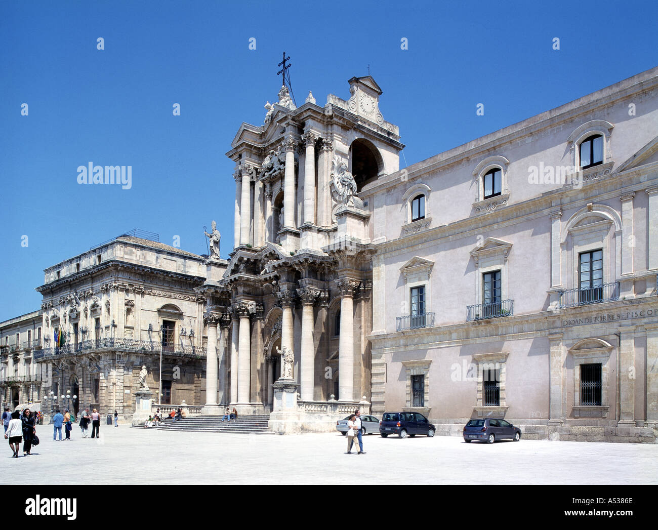Syrakus, Rathaus, Dom und erzbischöfliches Palast, Süd-Westansicht ...