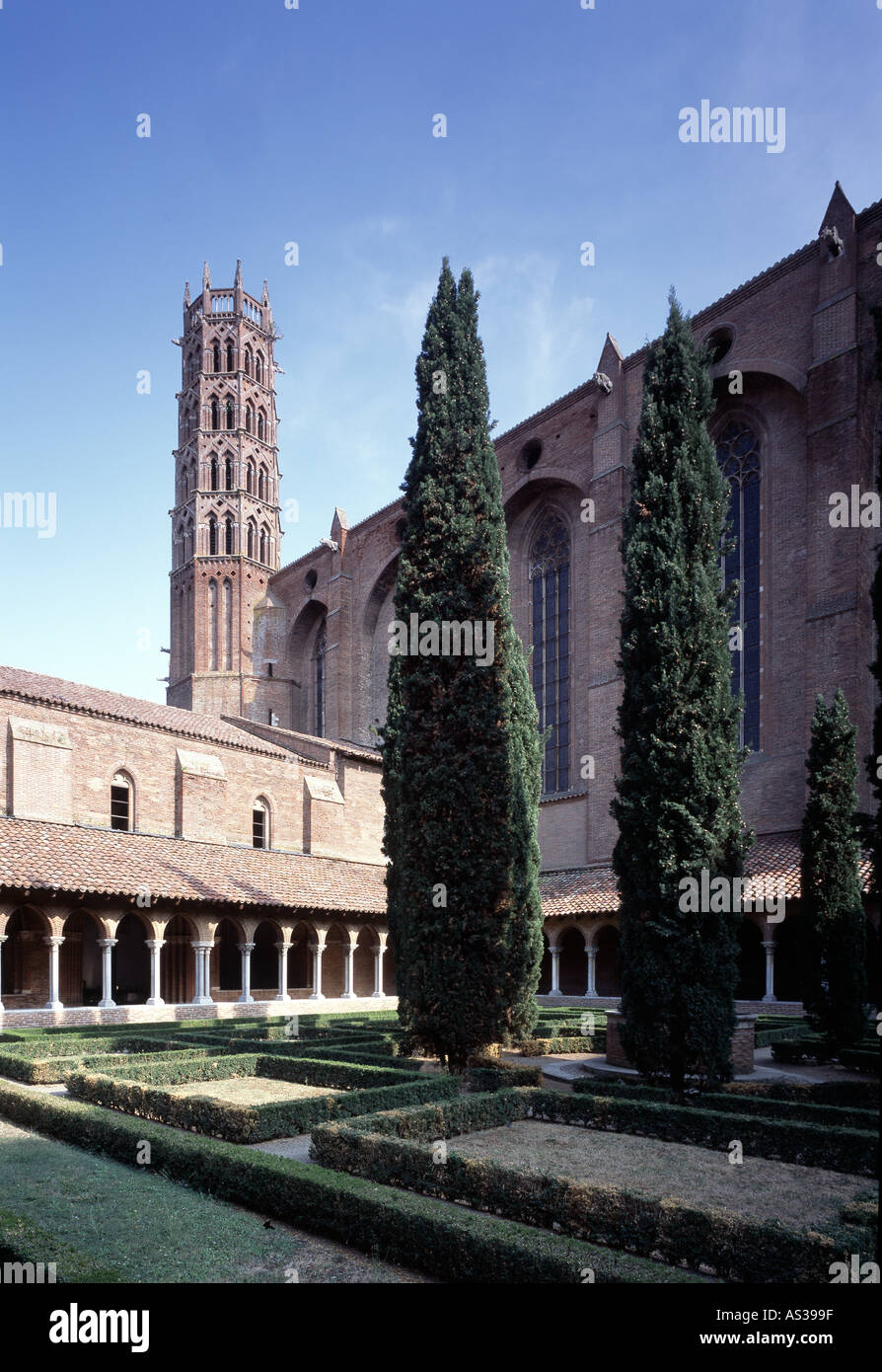Toulouse, Dominikanerkirche " Les Jacobins", Blick aus dem Kreuzgang ...