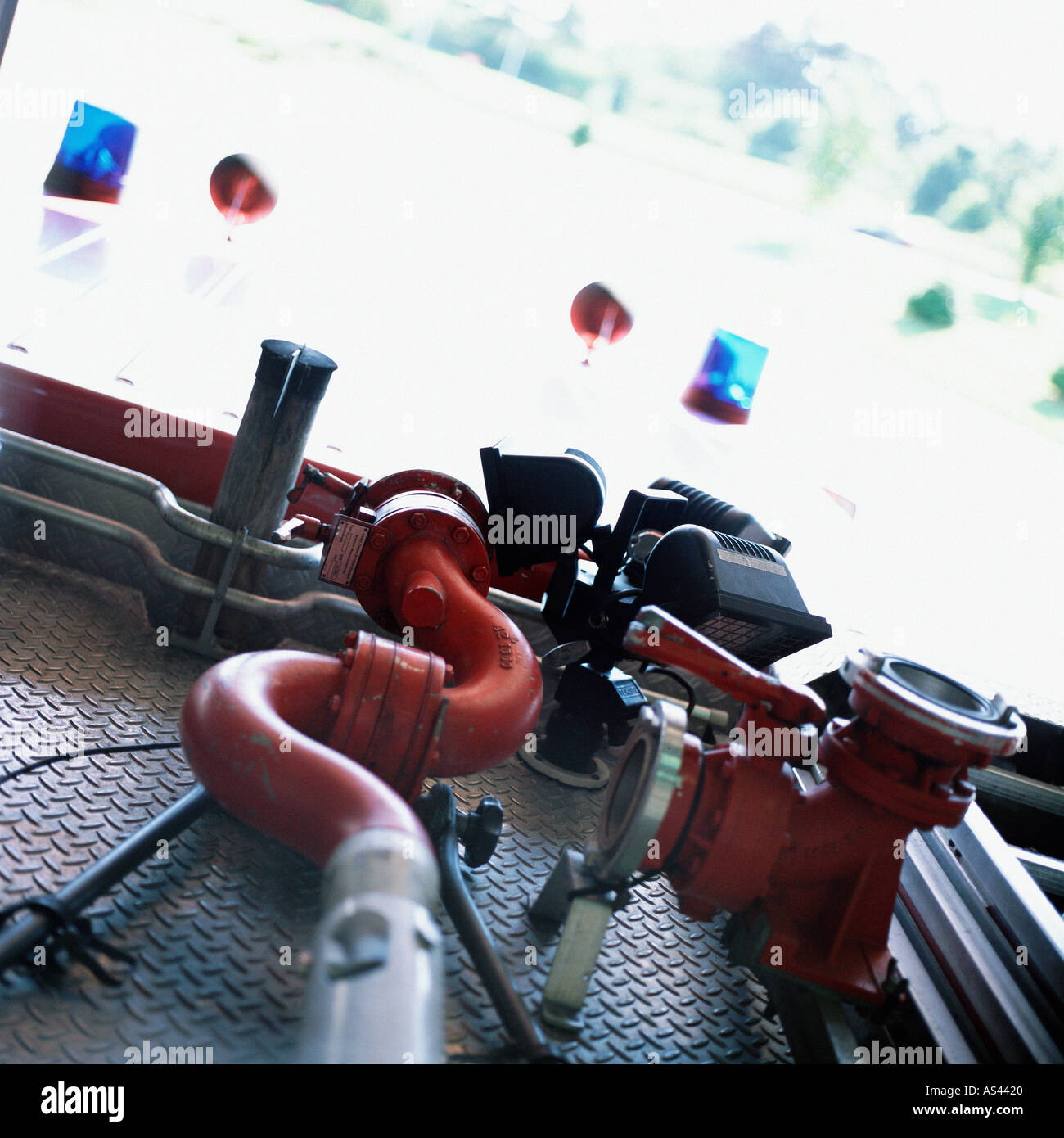 Hoses on fire-engine Stock Photo - Alamy