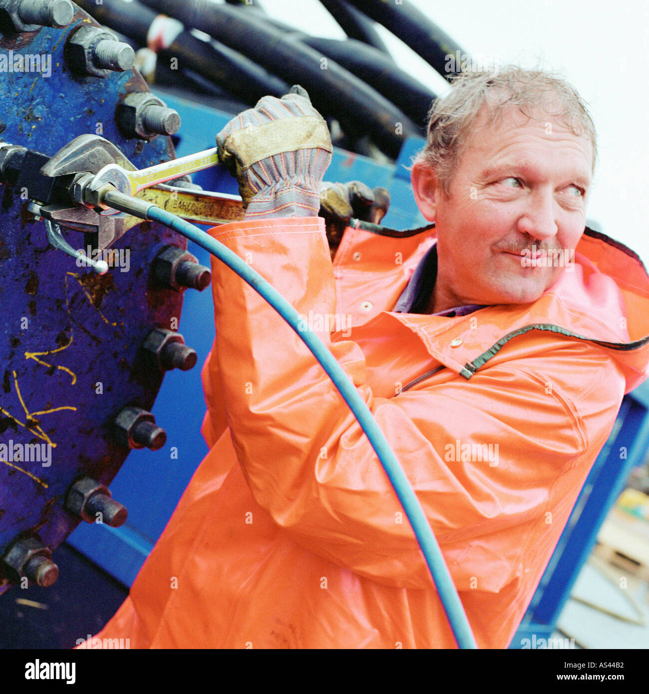Engineer using spanner Stock Photo - Alamy