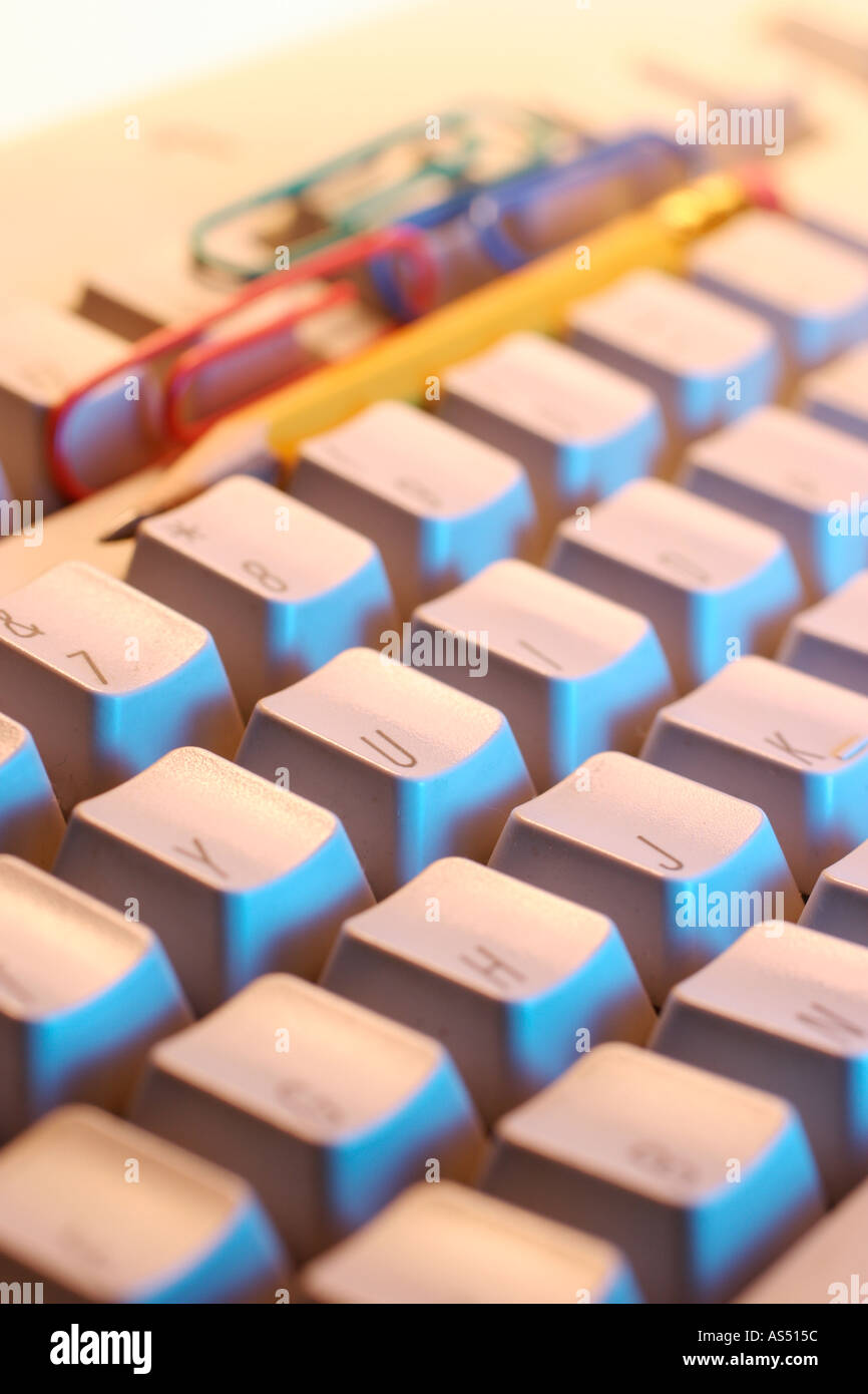 Paper Clips and Computer Keyboard Stock Photo - Alamy