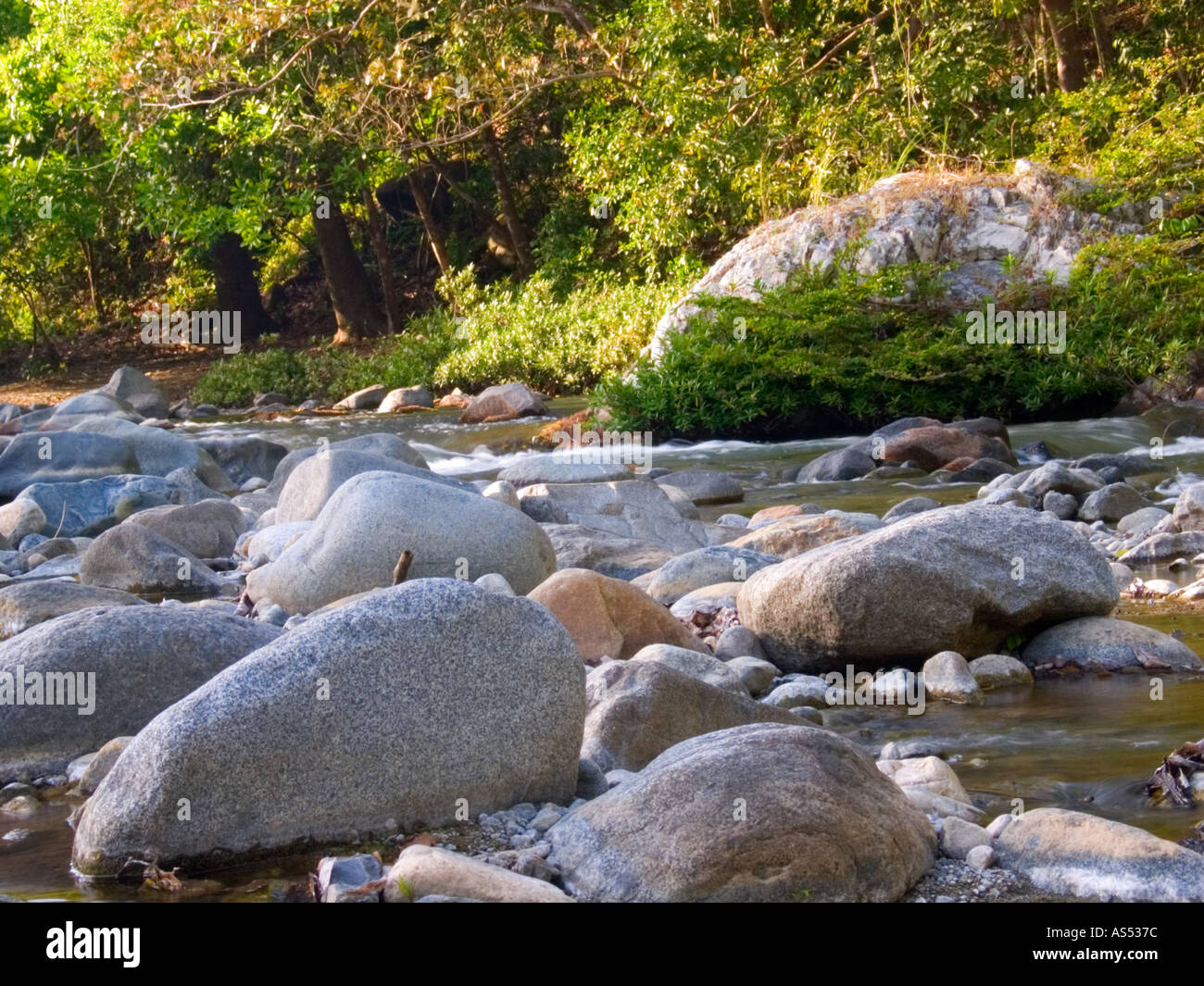 Boulder lined river Stock Photo - Alamy