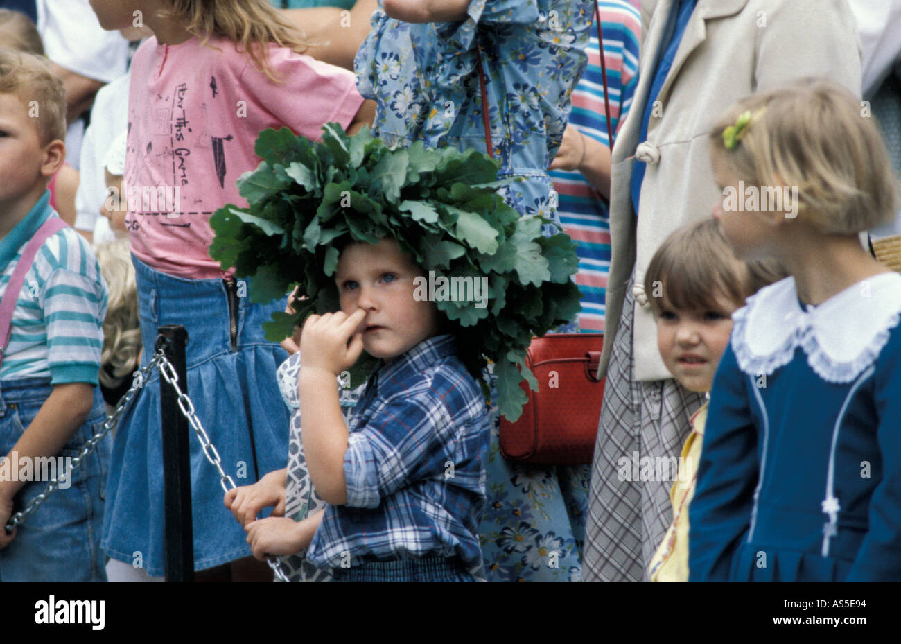 folklore, boy with oak leaves decoration Stock Photo - Alamy