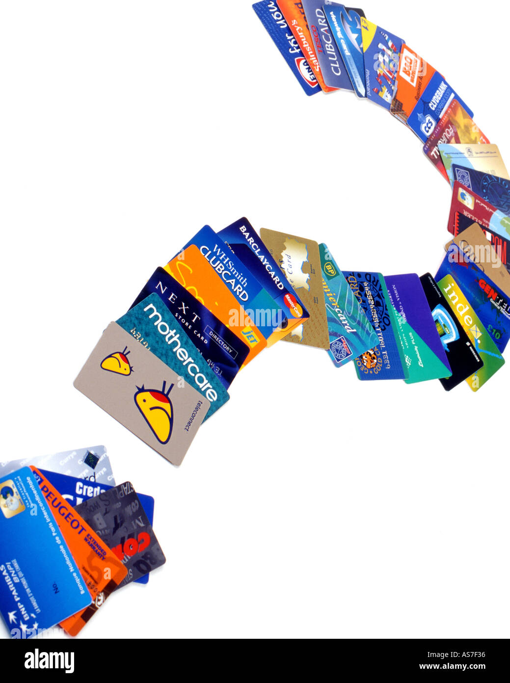 Credit cards laid out in shape of a question mark Stock Photo - Alamy