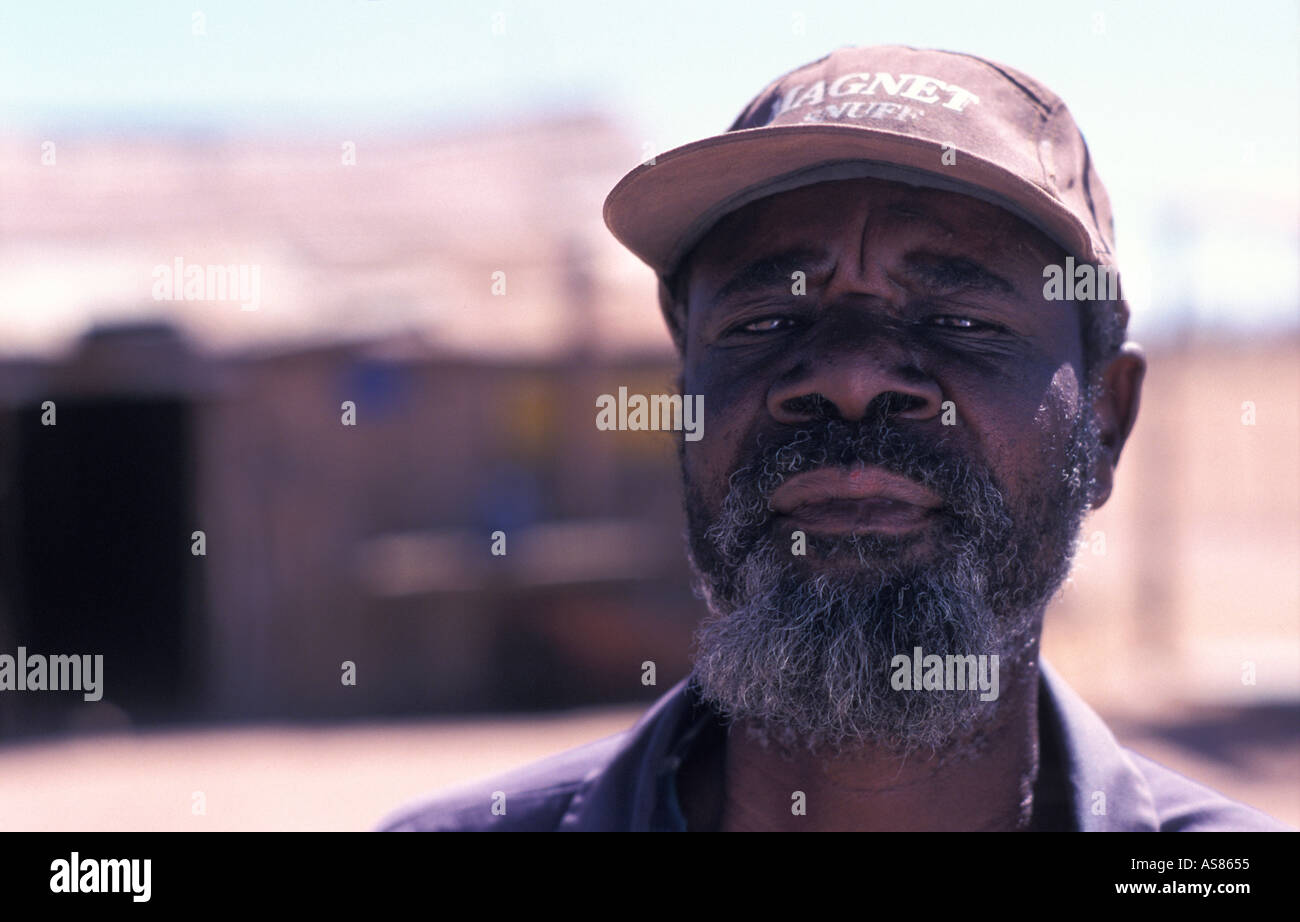 Damara man outside his home Brandberg hills area near Uis Namibia Stock ...