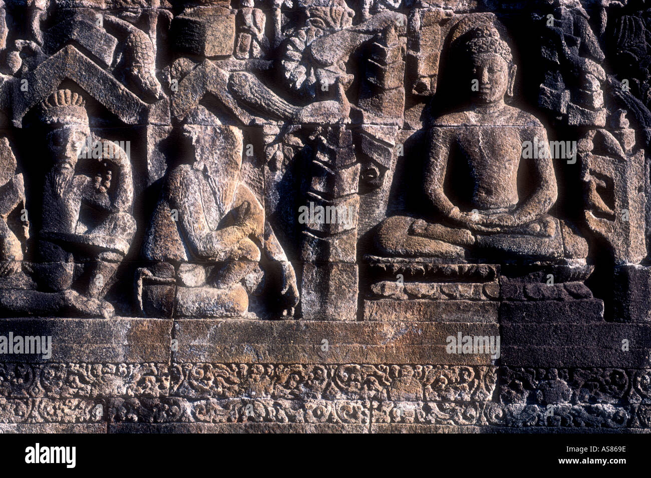 Buddha carvings Borobudur Java Indonesia Stock Photo - Alamy