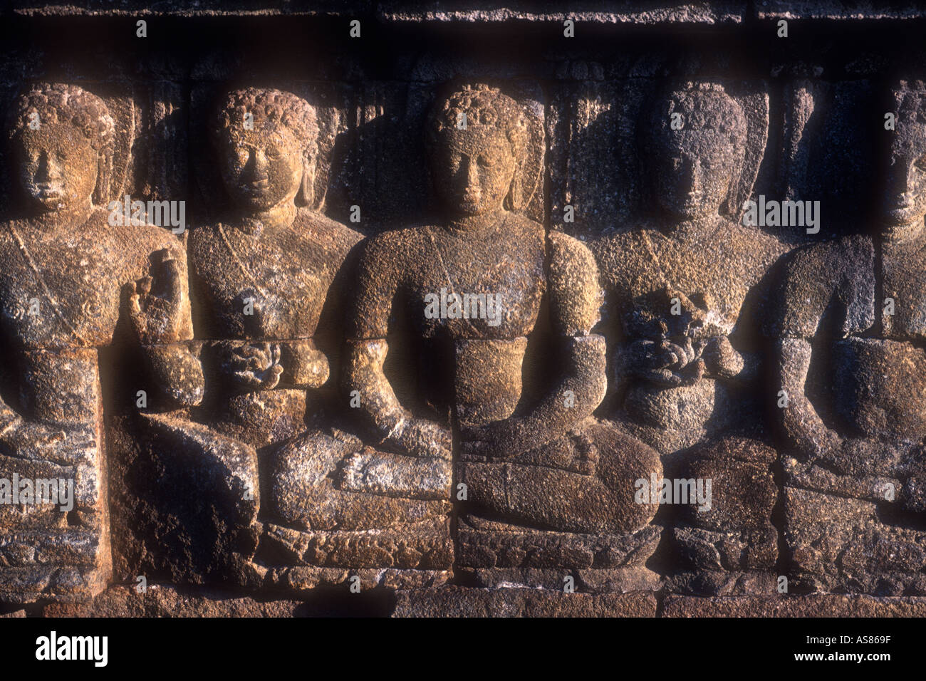 Buddha carvings Borobudur Java Indonesia Stock Photo - Alamy