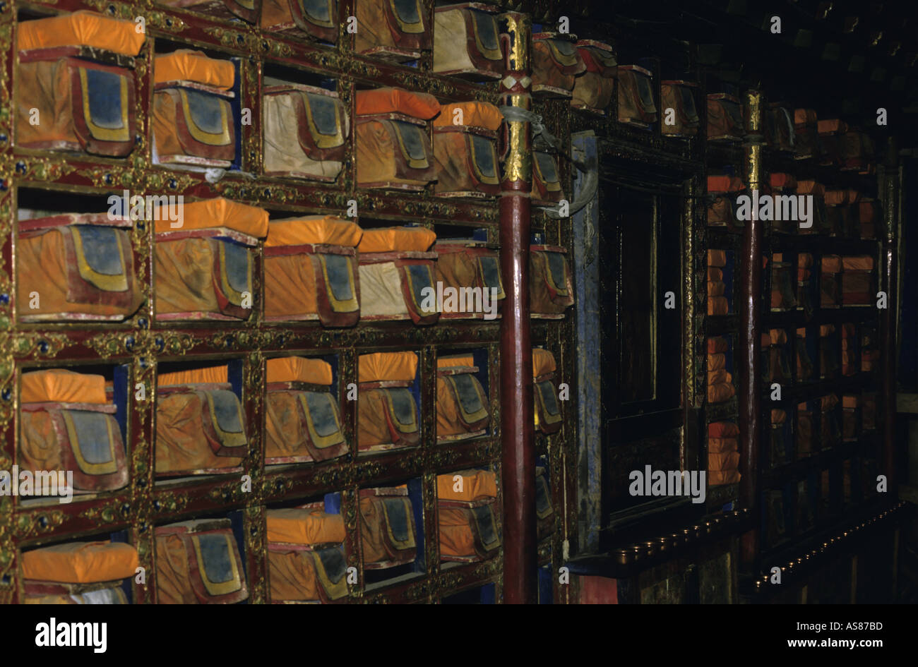India Ladakh Tikse Gompa Monastery Sacred Old Books In The Library ...