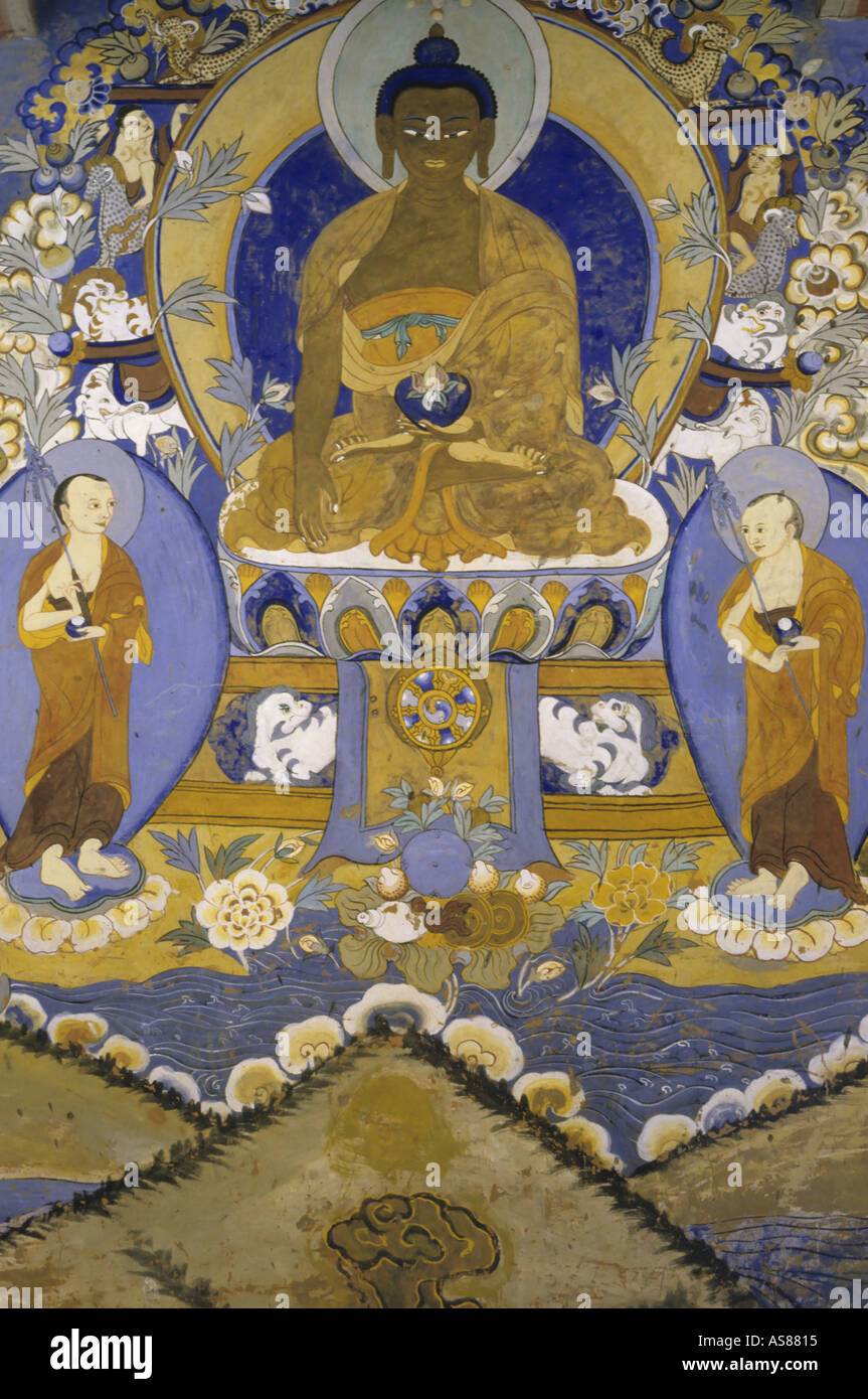 India Ladakh Tiksey Gompa Monastery Sacred Painting Representing Buddha ...