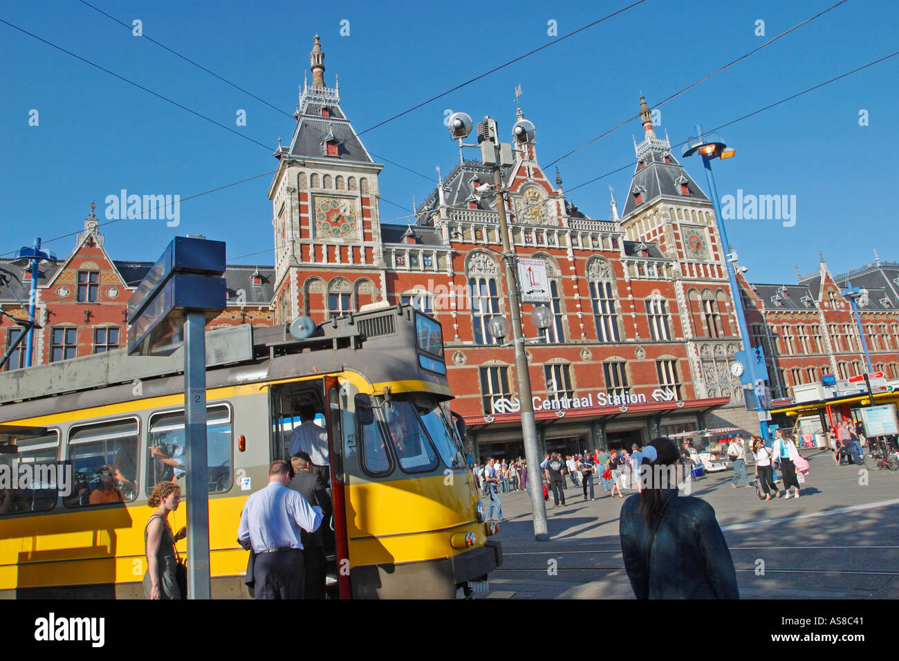 Amsterdam Holland Tram at Central Station Stock Photo - Alamy