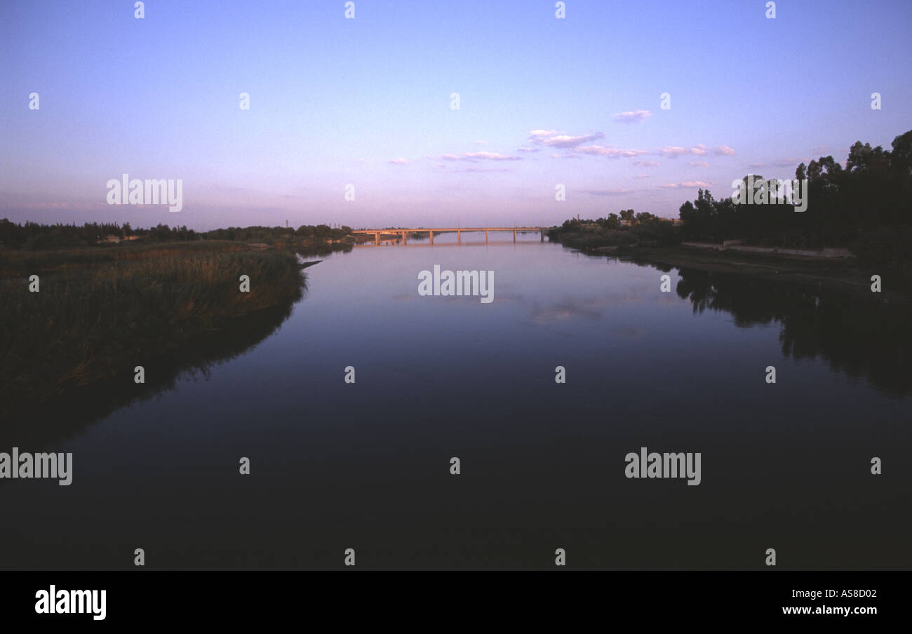 French suspension bridge over the Eurphrates River Stock Photo - Alamy