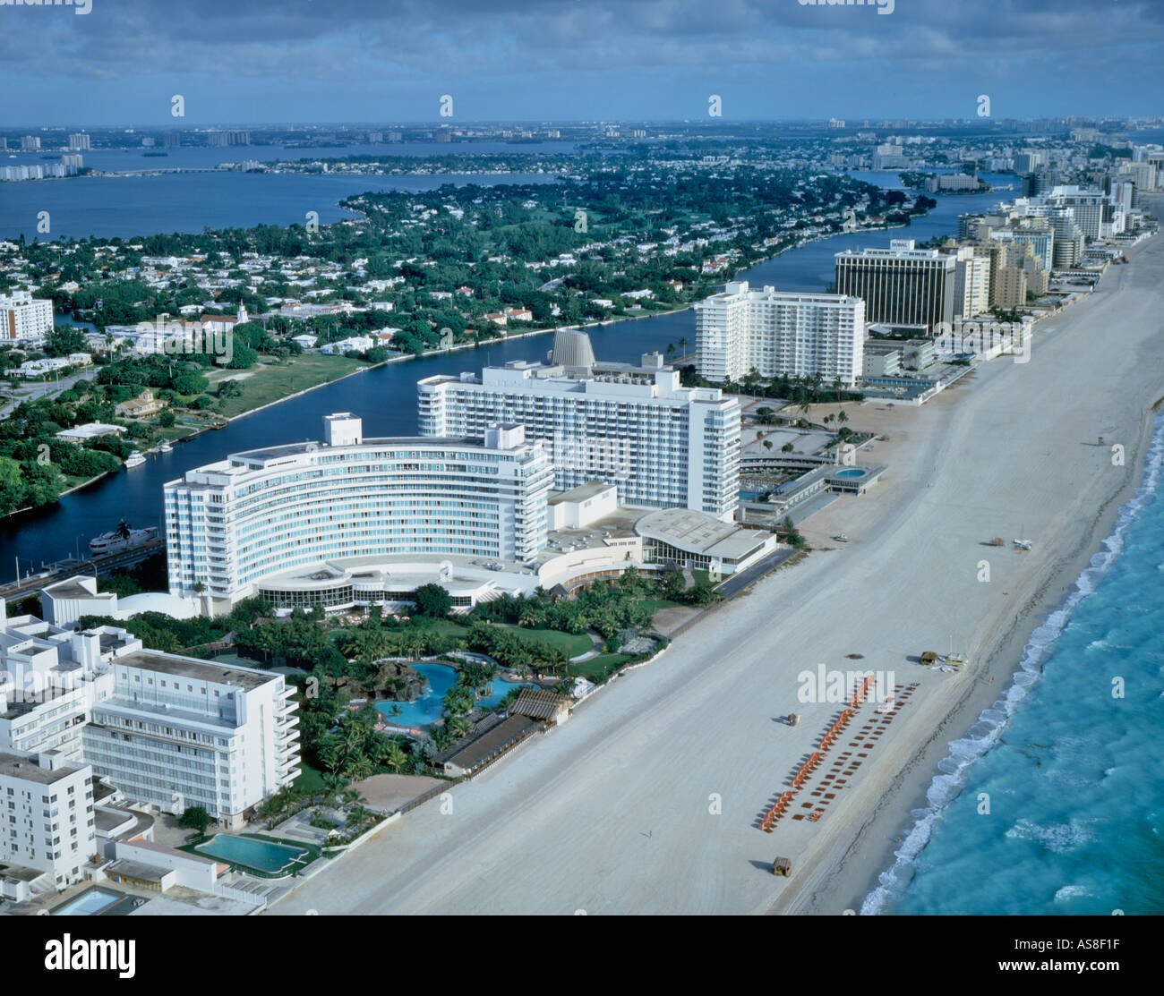 aerial view of hotels on Miami Beach Florida USA Stock Photo - Alamy