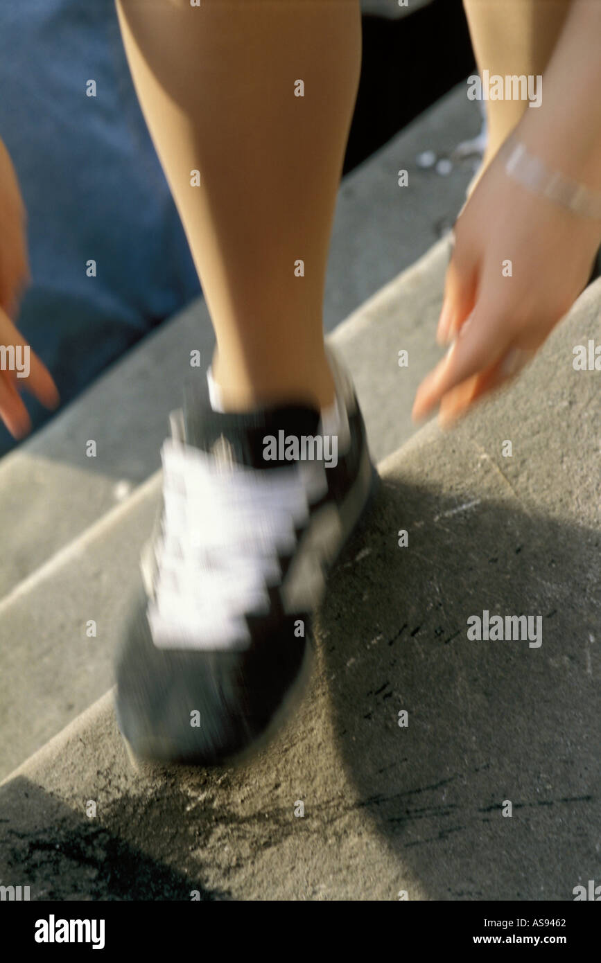 Stamp - foot thud against concrete staircase Stock Photo - Alamy