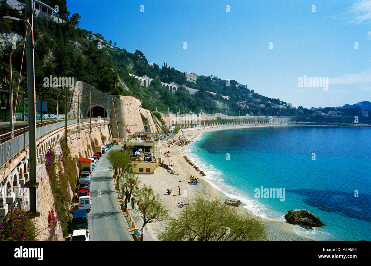 Villefranche sur mer - The view along the coastline from the railway ...