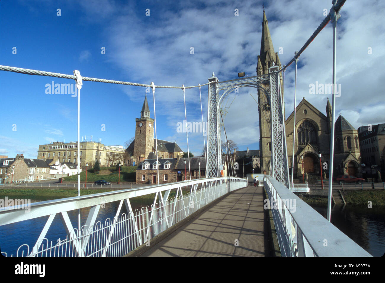 Scotland Inverness from footbridge over the river Ness Stock Photo - Alamy