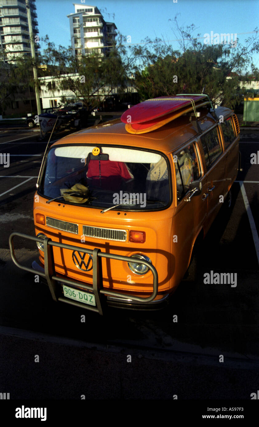 Classic VW Combi van Maroochydore beach car park Sunshine coast ...