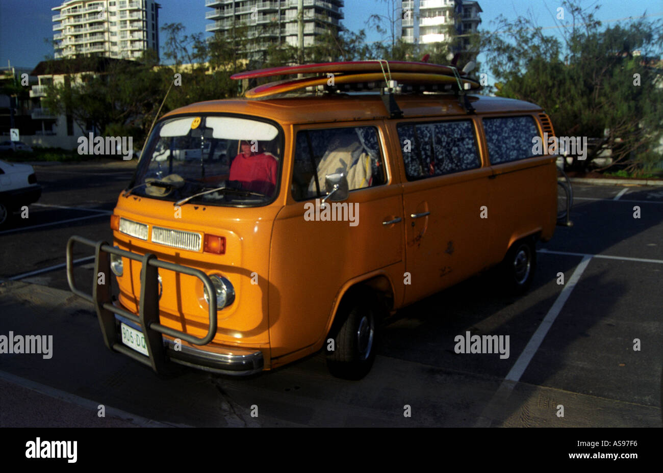 Classic VW Combi van Maroochydore beach car park Sunshine coast ...