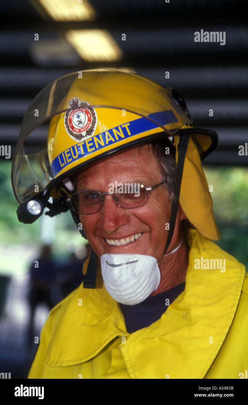 Queensland fireman face protective mask gear smiling happy 2838 Stock ...