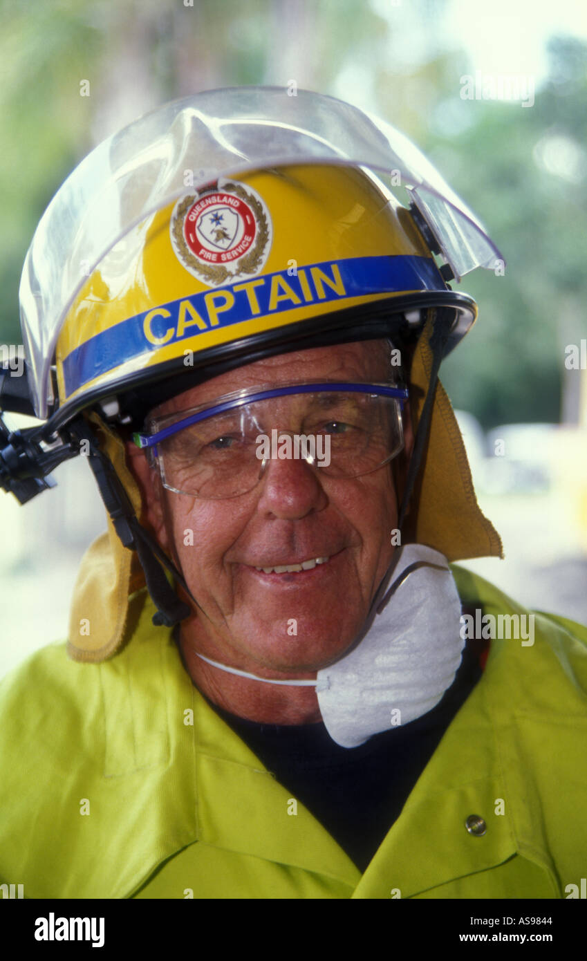 Queensland fireman face protective mask gear smiling happy2838 Stock ...