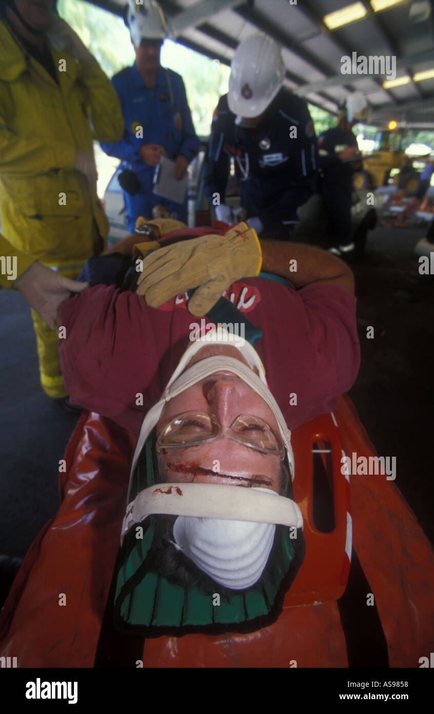 Made up victim for road traffic industry first aid rescue accident ...
