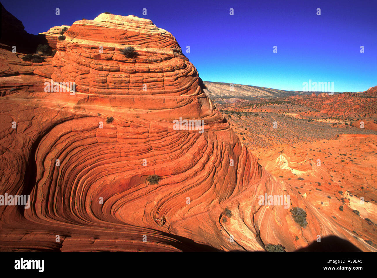 PSC-57 BUTTE ABOVE SANDSTONE CLIFF Stock Photo - Alamy