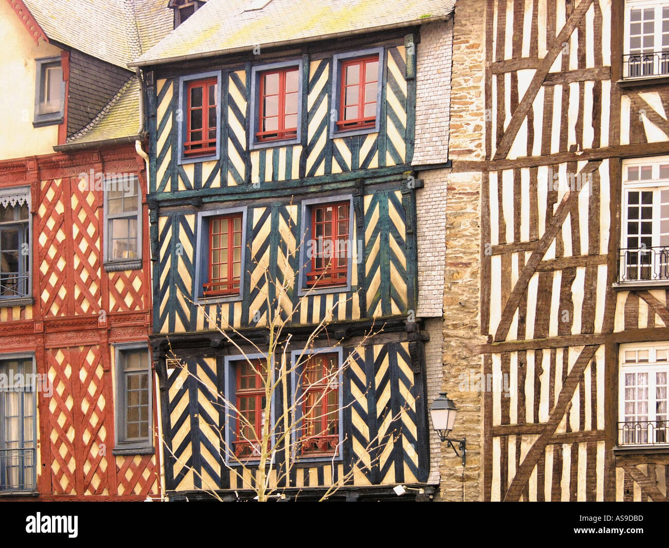france ille et villaine rennes medieval streets half timbered houses ...