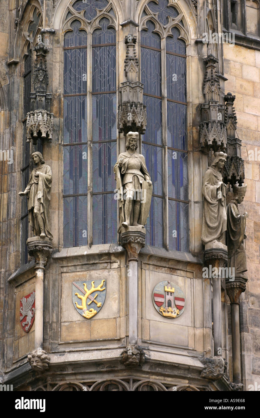 Statues overlooking Old Town Square Prague Stock Photo - Alamy